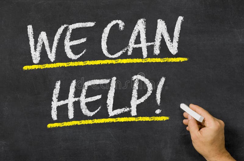 We can help stock image. Image of customer, handwriting - 75901757