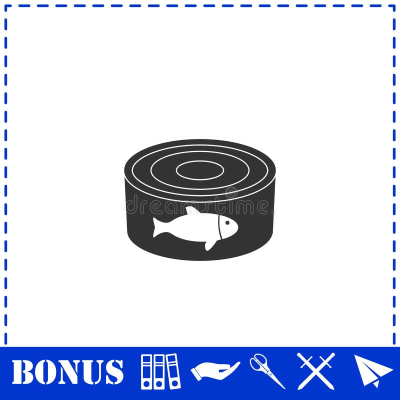 Can with Label Tuna Fish Icon Flat Stock Vector - Illustration of meal ...