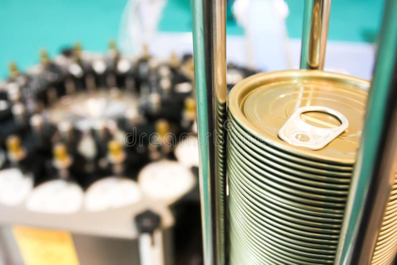 Can Lids in the Canning Factory Stock Photo - Image of metallic ...