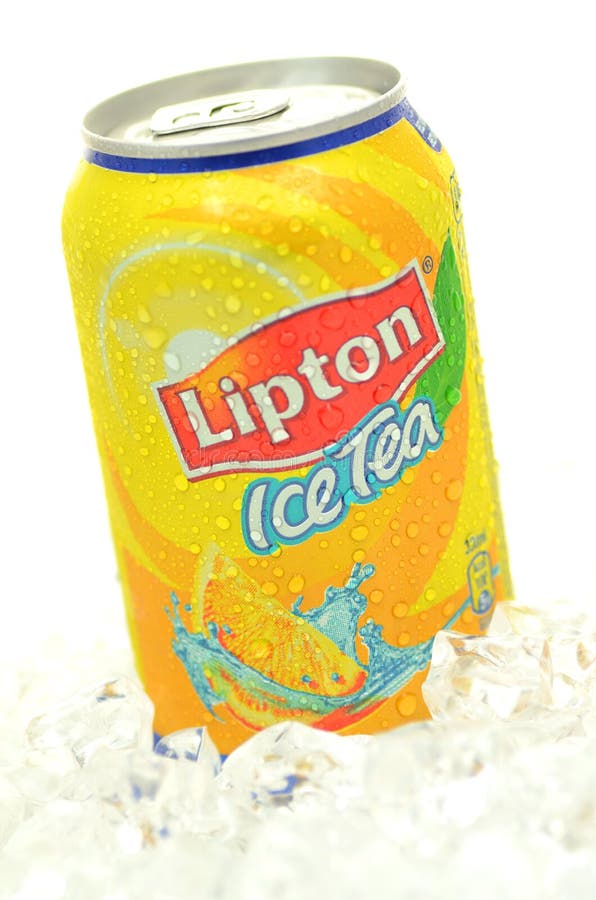 Can of Lipton Ice Tea Drink on Ice. Editorial Stock Photo - Image of ...