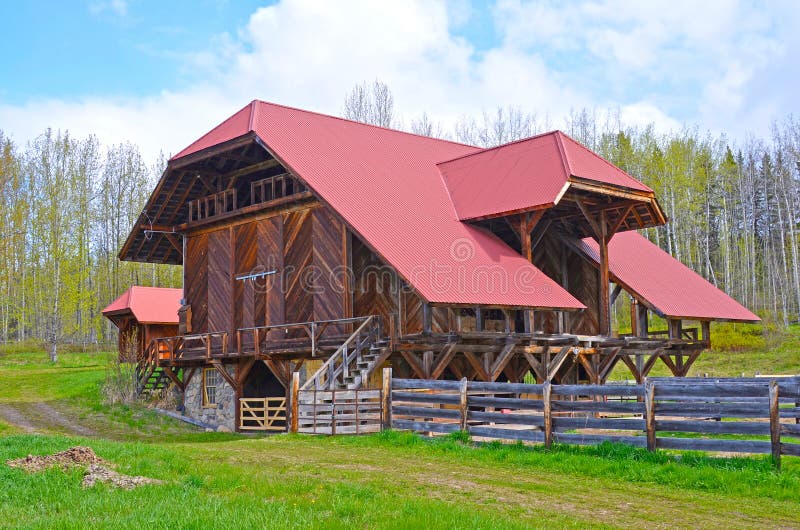 Modern barn, Canada stock image. Image of fence, countryside - 312062953