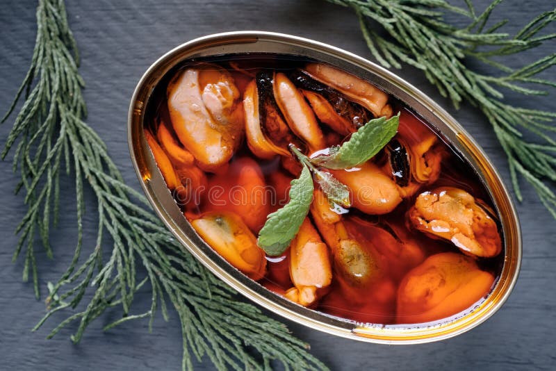 Can of mussels stock image. Image of green, conserve - 185357999