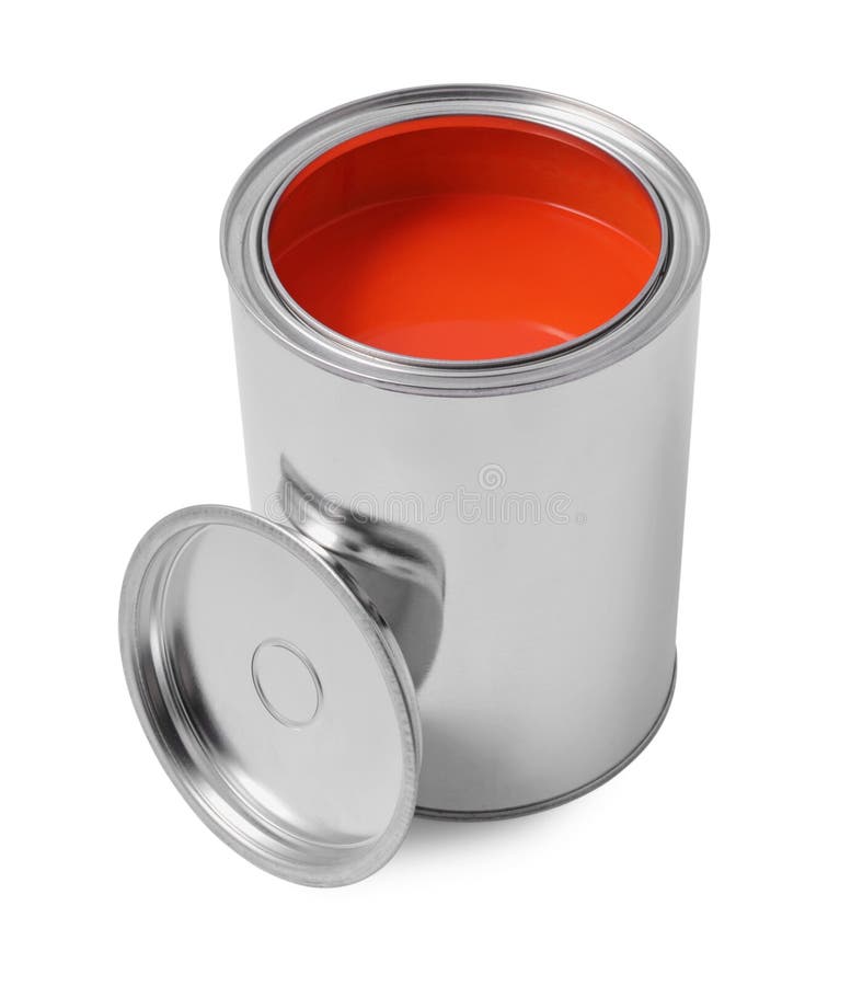 Can of Orange Paint Isolated on White Stock Photo - Image of container ...