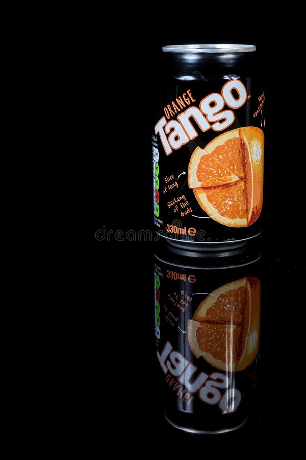 A Can of Orange Tango Isolated on a Black Background Editorial ...