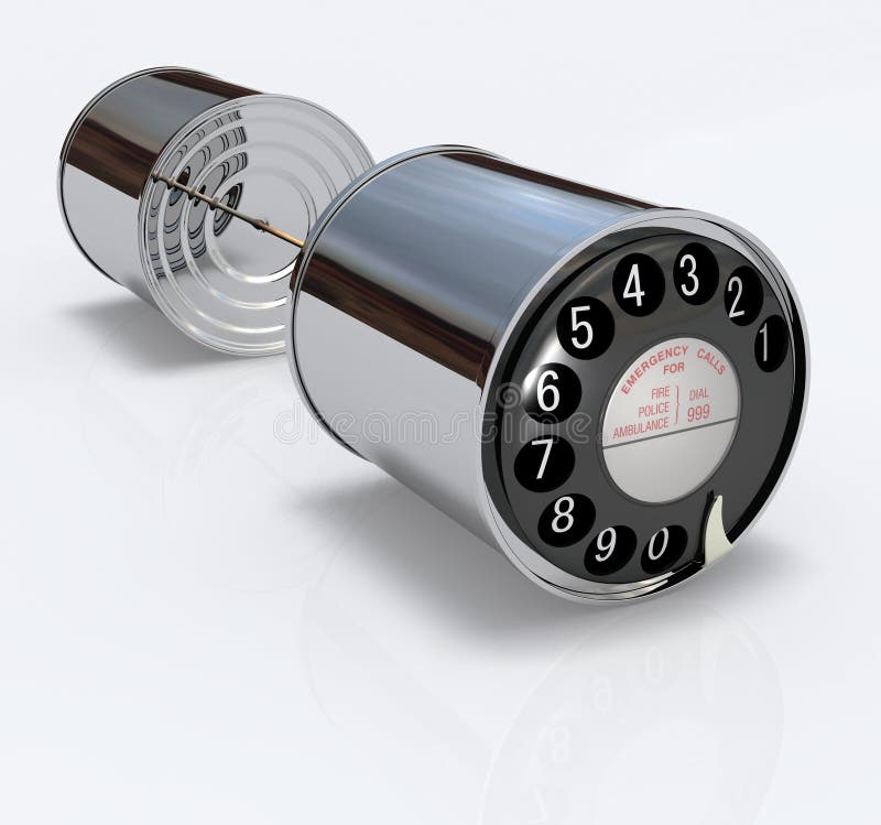 Two Tin Cans and String Phone. Stock Illustration - Illustration of ...