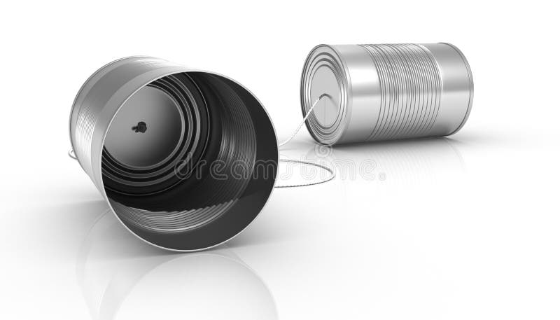 Two Tin Cans and String Phone. Stock Illustration - Illustration of ...