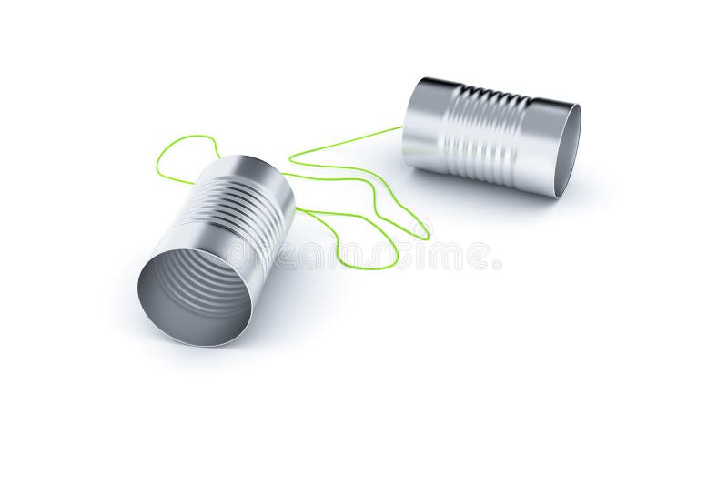 Two Tin Cans and String Phone. Stock Illustration - Illustration of ...