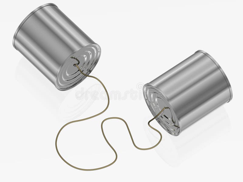 Two Tin Cans and String Phone. Stock Illustration - Illustration of ...