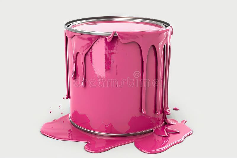A Can of Pink Paint with a Dripping Liquid Stock Photo - Image of color ...