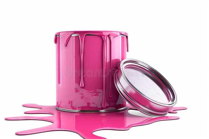 A Can of Pink Paint with a Splatter on it Stock Photo - Image of ...