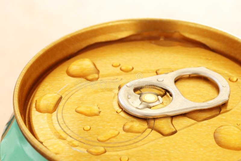 Can Pull Top High Angle View with Water Drops Stock Photo - Image of ...