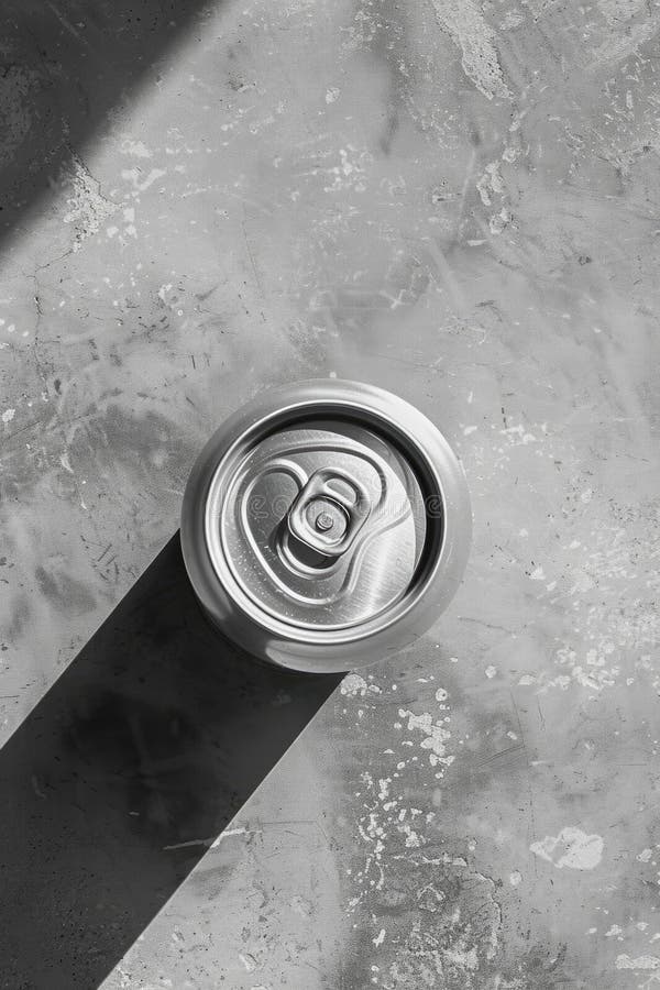 A Can of Soda is Sitting on a Grey Surface Stock Image - Image of ...