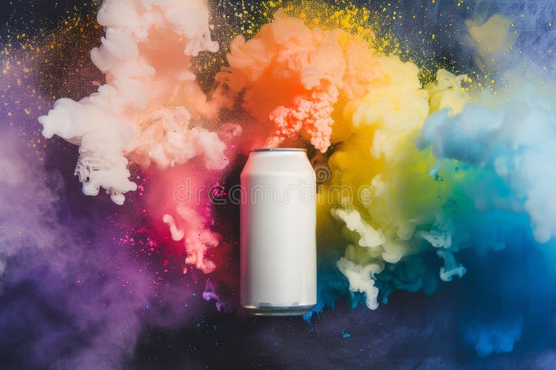 A Can of Soda is Sitting in the Middle of a Colorful Explosion of ...