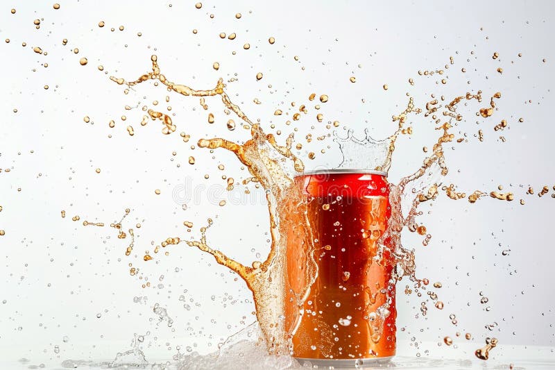 Can of soda with splash stock illustration. Illustration of celebration ...