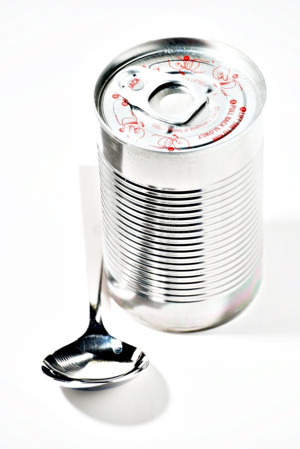 Can and spoon stock photo. Image of white, soup, isolated - 7612546