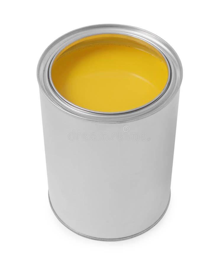Can with Yellow Paint on White Background Stock Photo - Image of paint ...