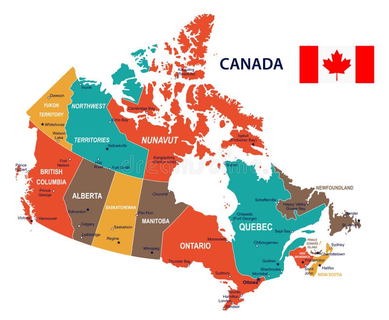 Canadá - Ilustração Do Mapa E Da Bandeira Ilustração Stock - Ilustração ...