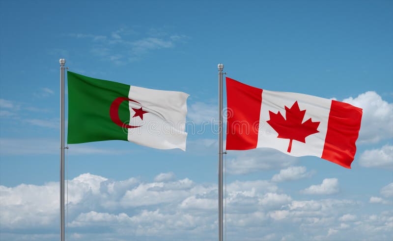 Canada and Algeria Flags, Country Relationship Concept Stock Image ...
