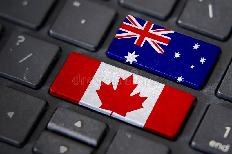 Canada and Australia Flags on Computer Keyboard Stock Image - Image of ...