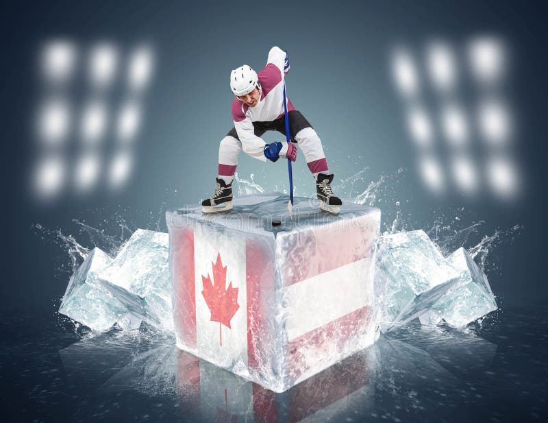 Canada- Austria Game. Face-off Player on the Ice Cube Stock Photo ...