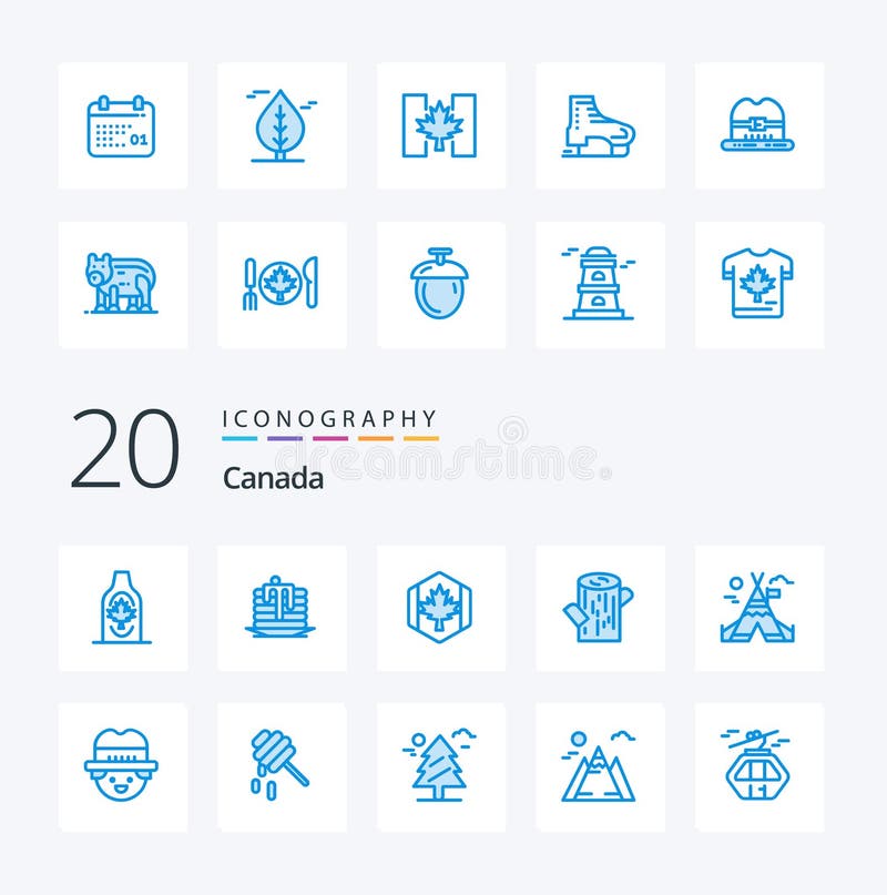 20 Canada Blue Color Icon Pack Like Fire Work Timber Canada Log Leaf ...