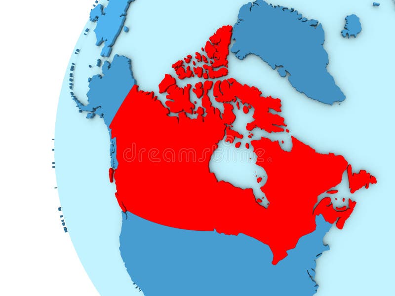 Canada on blue globe stock illustration. Illustration of region - 86704278