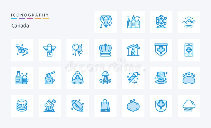25 Canada Blue icon pack stock vector. Illustration of wood - 264522266