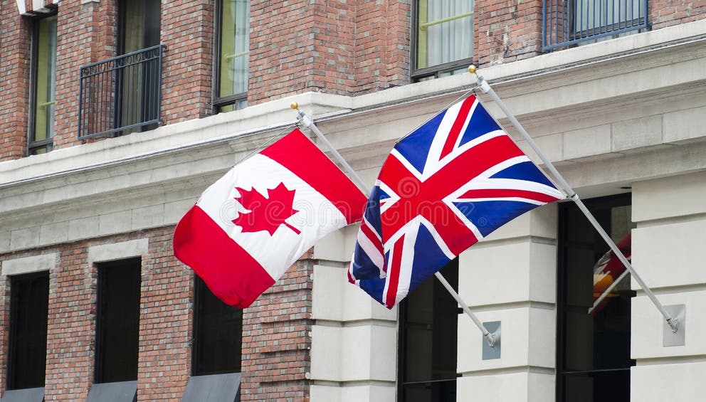 Canada Britain Flags stock image. Image of waving, metaphor - 26562407