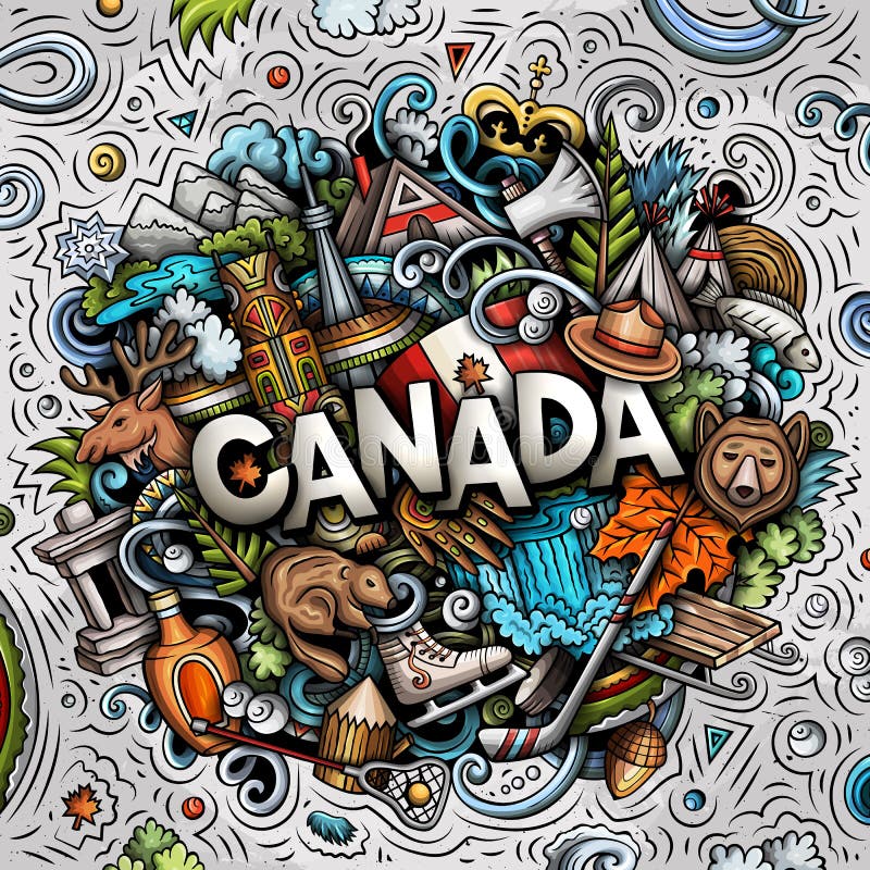 Canada Cartoon Doodle Illustration. Funny Canadian Design Stock Image ...