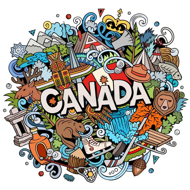 Canada Cartoon Doodle Illustration. Funny Canadian Design Stock ...