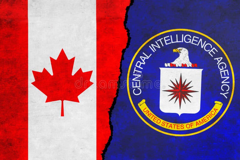 Canada and CIA Painted Flags on a Wall with a Crack. Stock Illustration ...