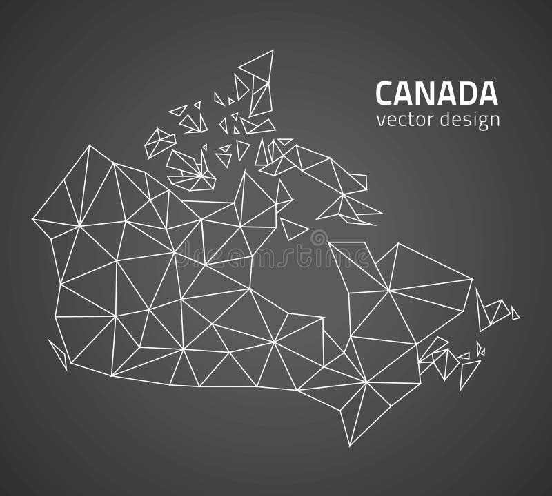 Canada Vector Contour Black Polygonal Triangle Perspective Map Stock ...