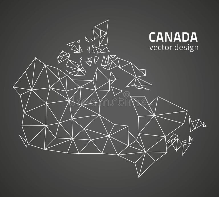 Canada Vector Contour Black Polygonal Triangle Perspective Map Stock ...