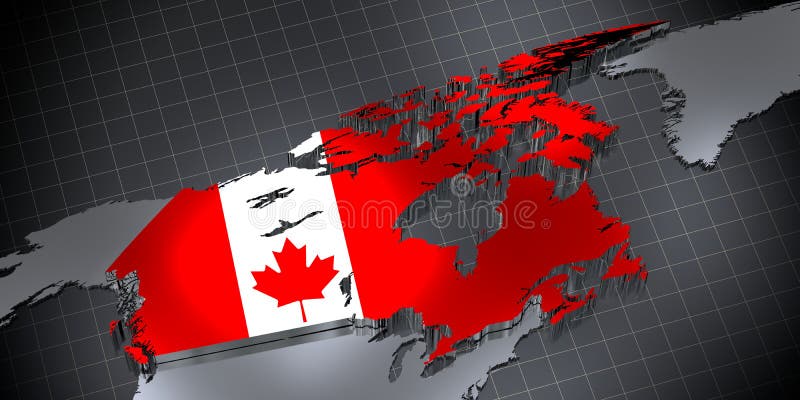 Canada - Country Borders and Flag Stock Illustration - Illustration of ...