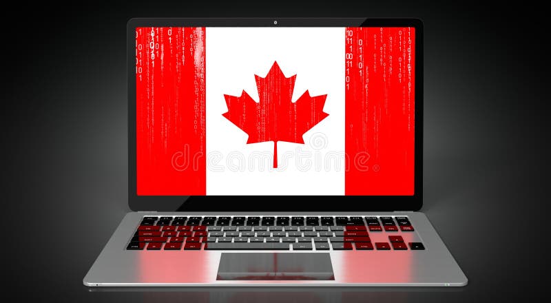 Canada - Country Flag and Binary Code on Laptop Screen Stock ...