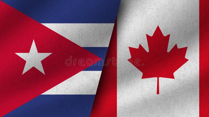 Canada and Cuba Realistic Two Flags Together Stock Illustration ...