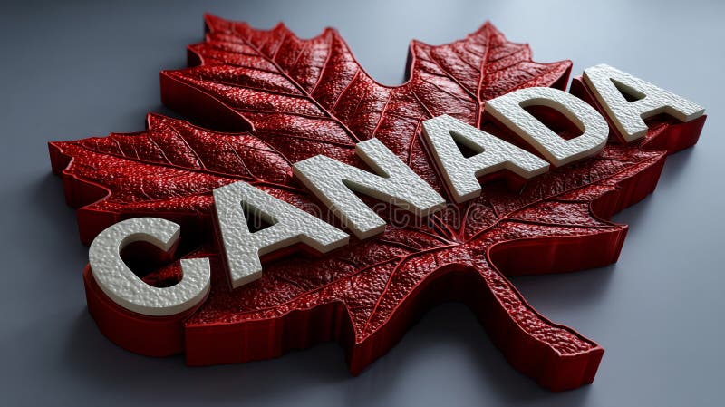 Canada a 3D Textured Maple Leaf with the Word Canada in Raised White ...