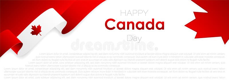 Canada Day Banner with Canadian Wavy Flag, Vector Illustration Stock ...