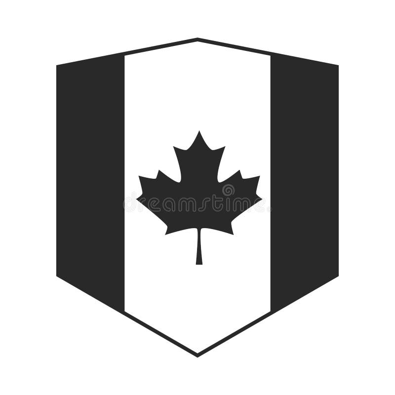 Canada Day, Canadian Flag Maple Leaf Shield Emblem Silhouette Style ...