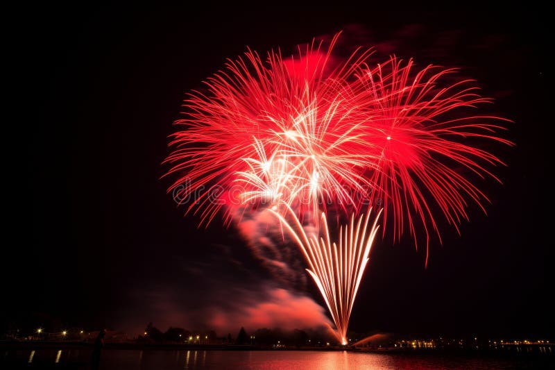 Canada Day Celebration with Canadian Maple Leaf Flag and Fireworks ...