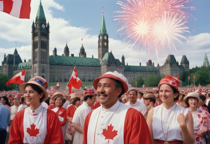 Canada Day Celebration Extravaganza: Vibrant and Festive Scene with ...