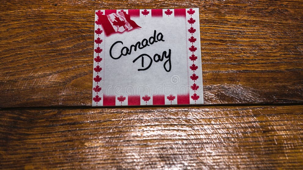 Canada Day, Handwriting Text on Memo Post Reminder with Canada Flag ...