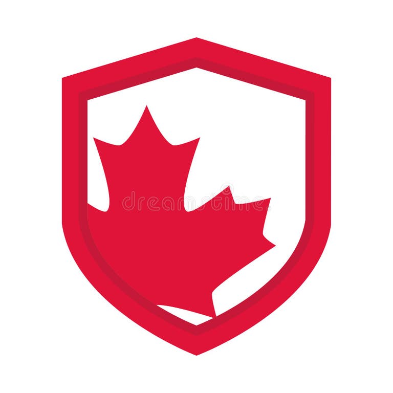 Canada Day, Red Maple Leaf Shield Freedom Celebration Flat Style Icon ...