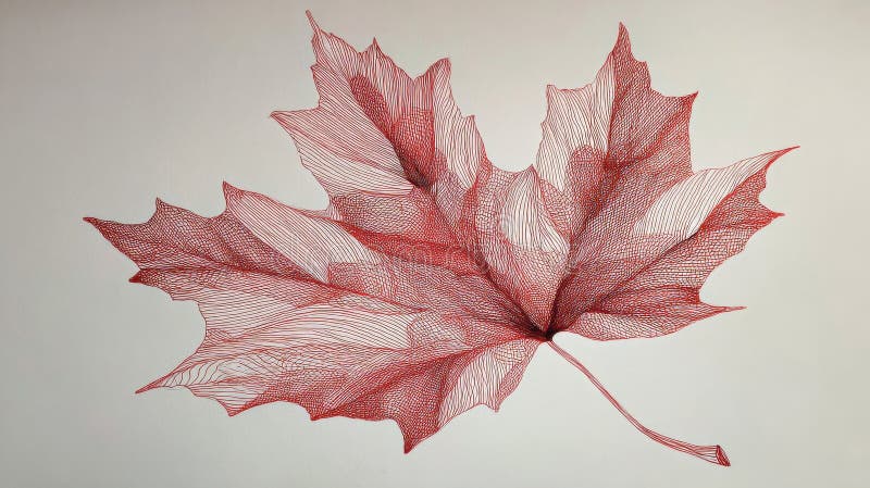 Canada Design, Red Maple Leaf Single Line Drawing Stock Illustration ...
