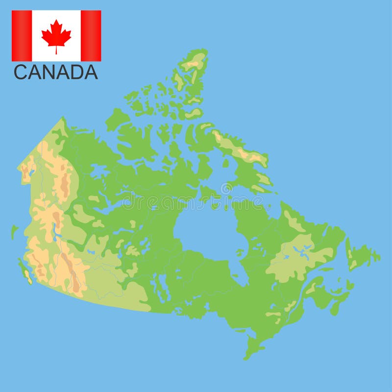 Canada. Detailed Physical Map of Canada Colored According To Elevation ...