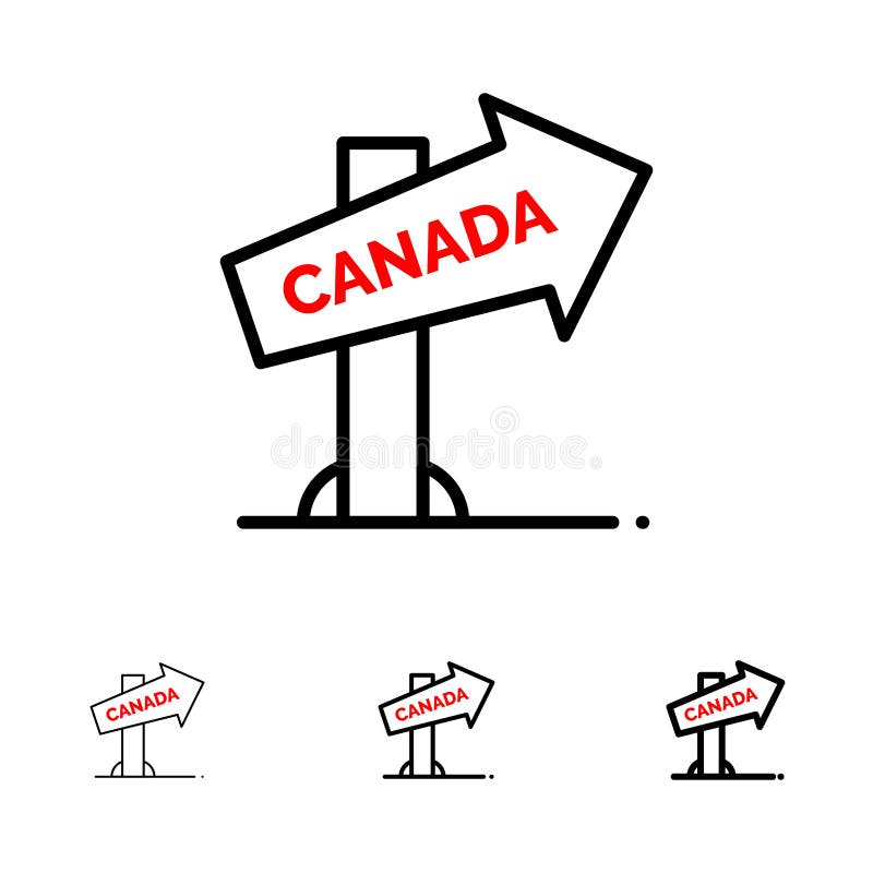 Canada, Direction, Location, Sign Bold and Thin Black Line Icon Set ...