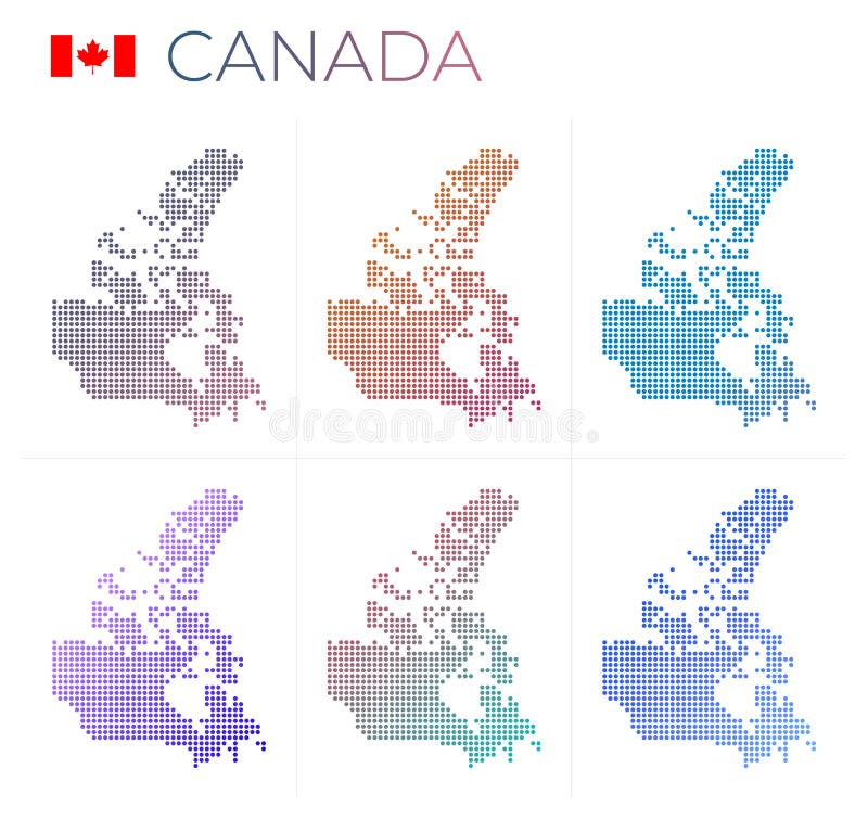 Canada dotted map set. stock vector. Illustration of border - 259689765