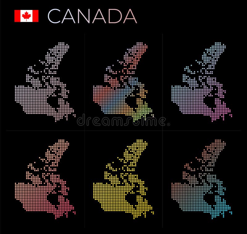 Canada dotted map set. stock vector. Illustration of earth - 268049816