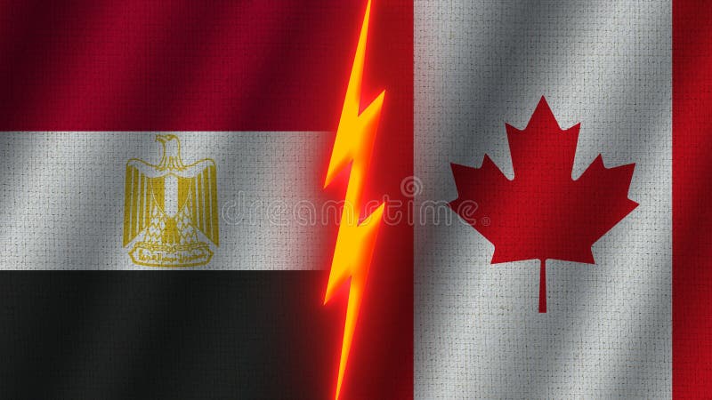 Canada and Egypt Flags Together, Fabric Texture, Thunder Icon, 3D ...