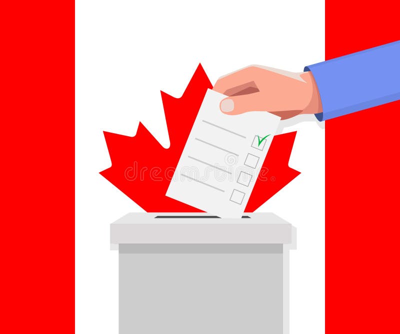 Canada Election Concept. Hand Puts Vote Bulletin Stock Vector ...